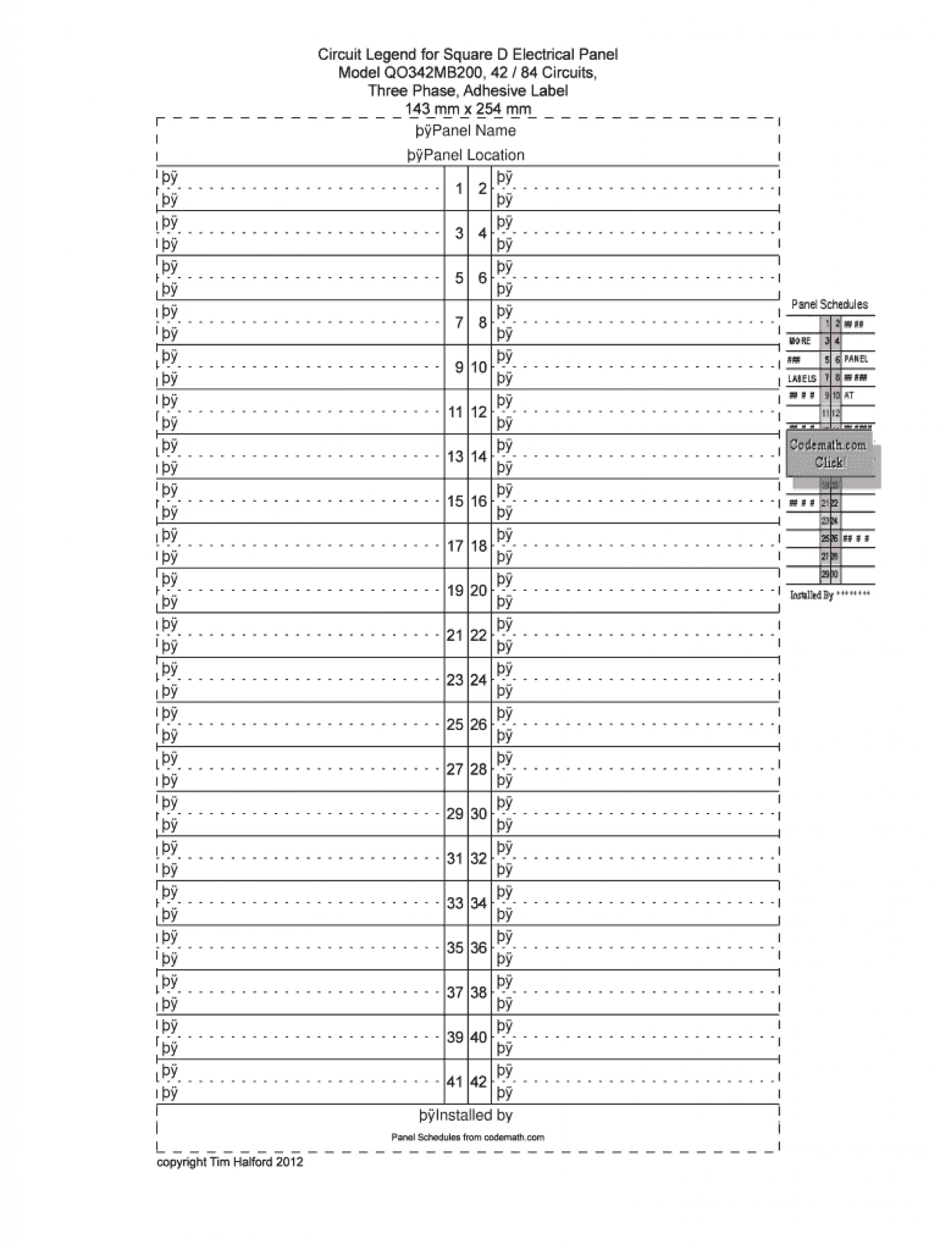 006 Breaker Panel Label Template Siemens Schedule Large Intended For 