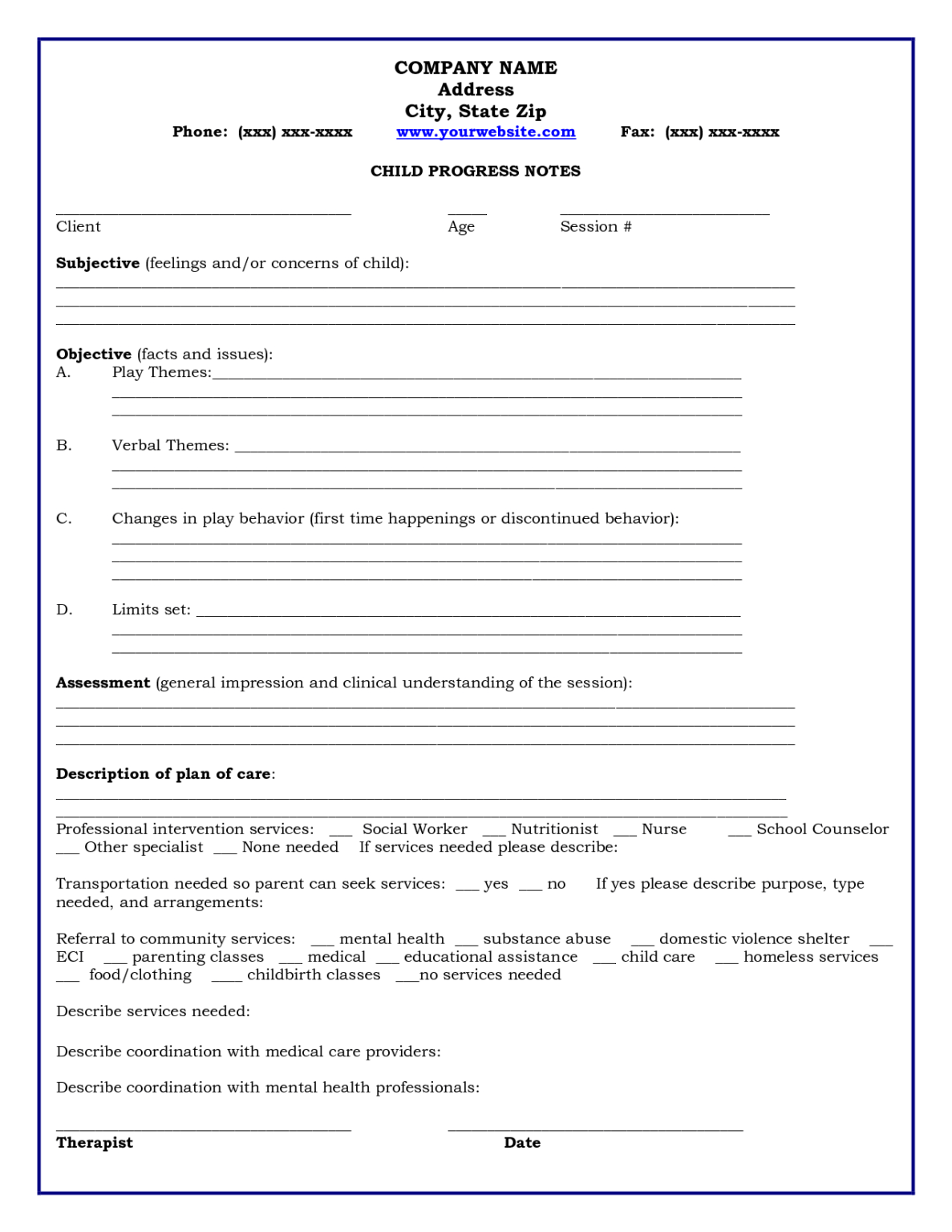 035 Counseling Progress Notes Template Therapy Ideal Free Inside 