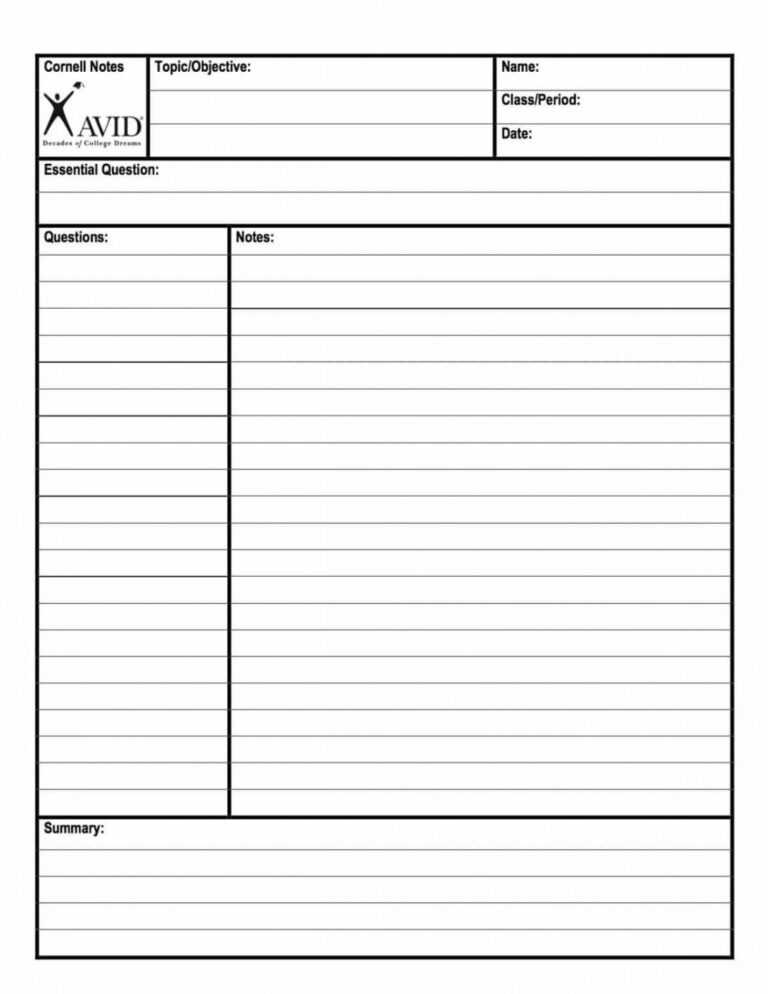 Cornell Notes Template Word A Guide To Implementing The Note With 