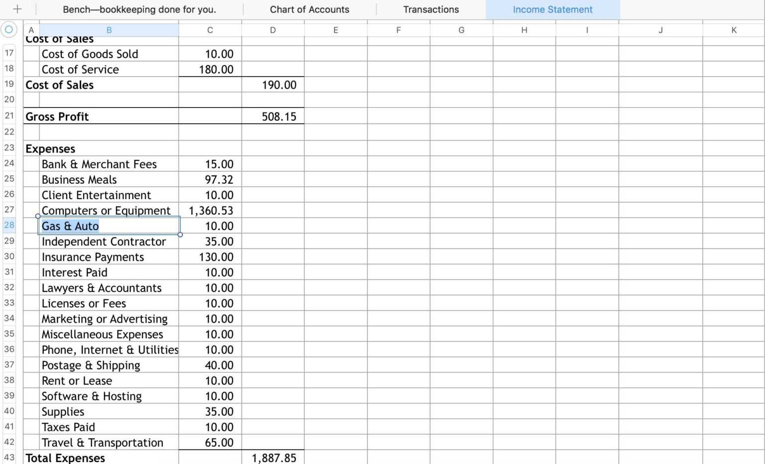 Excel Accounting And Bookkeeping Template Included Bench For Excel 