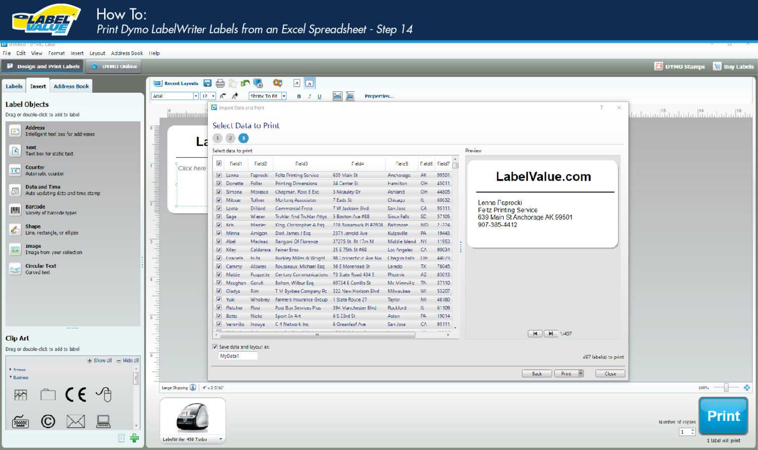 How To Print Labels From An Excel Spreadsheet Using A Dymo Intended For Dymo Label Templates For 
