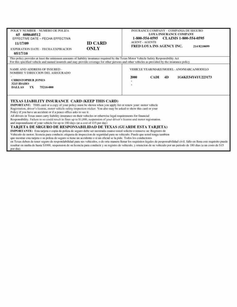 Insurance Auto Insurance Insurance Card Inside Fake Proof Of Insurance 